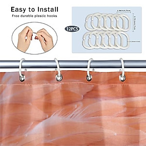 Aglebo Shower Curtain Flamingo Feather Fabric Shower Curtain Set with 12 Hooks Water-Proof 72 * 72 Inches for Bathroom Beach Caravan Hotel