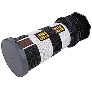 LED Solar Power Lighthouse Statue Outdoor Decor Rotating Outdoor Light Garden Yard Lawn Craft Ornament(Black+White)