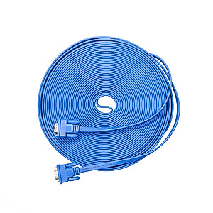 DTech Flat Thin Extra Long VGA Cable 25 ft Male to Male 15 Pin Connector Computer Monitor Cord 1080p HD High Resolution(8 Meter, Blue)