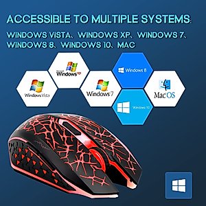 VEGCOO C12 Wireless Gaming Mouse,Rechargeable Mice Silent Click Cordless Mouse with 6 Buttons PC Gaming Mice Advanced Technology with 2.4GHZ Up to 2400DPI for PC Laptop (Red)