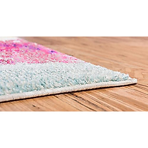 Unique Loom Estrella Collection Light Colors, Abstract, Modern, Vibrant Area Rug, 3 ft 3 in x 5 ft 3 in, Pink/Ivory
