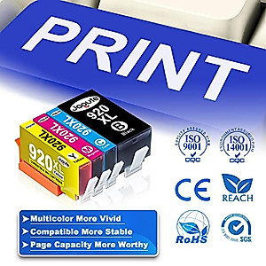 Jagute Compatible 920XL Ink Cartridges Replacement for HP 920XL Ink Cartridge for Hp Officejet 6500 6000 7000 7500 6500A 7500A Printer-4 Pack