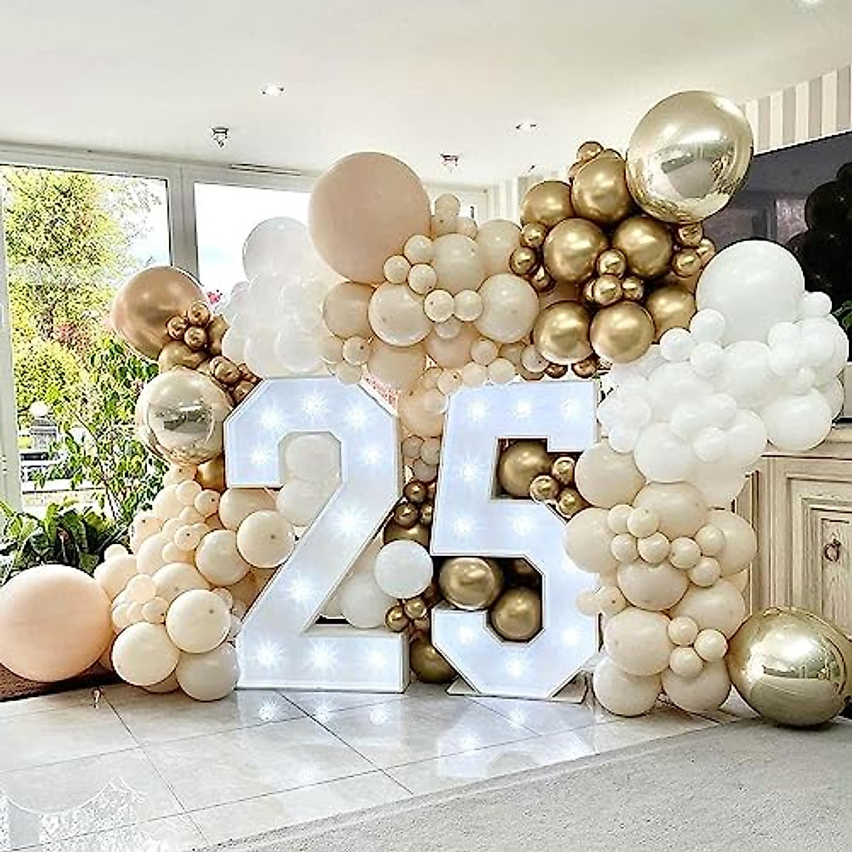 White Sand Balloons 105Pcs 18/12/10/5 Inch Different Sizes Cream Beige Balloon Arch Kit for Birthday Baby Shower Wedding Bridal Graduation Decoration Valentines Party Supplies