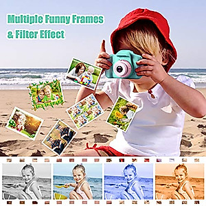 Kids Camera for Girls Boys, Kids Selfie Camera Toy 13MP 1080P HD Digital Video Camera for Toddler, Christmas Birthday Gifts for 3-10 Years Old Children with 32G SD Card [2023 Upgrade] Green