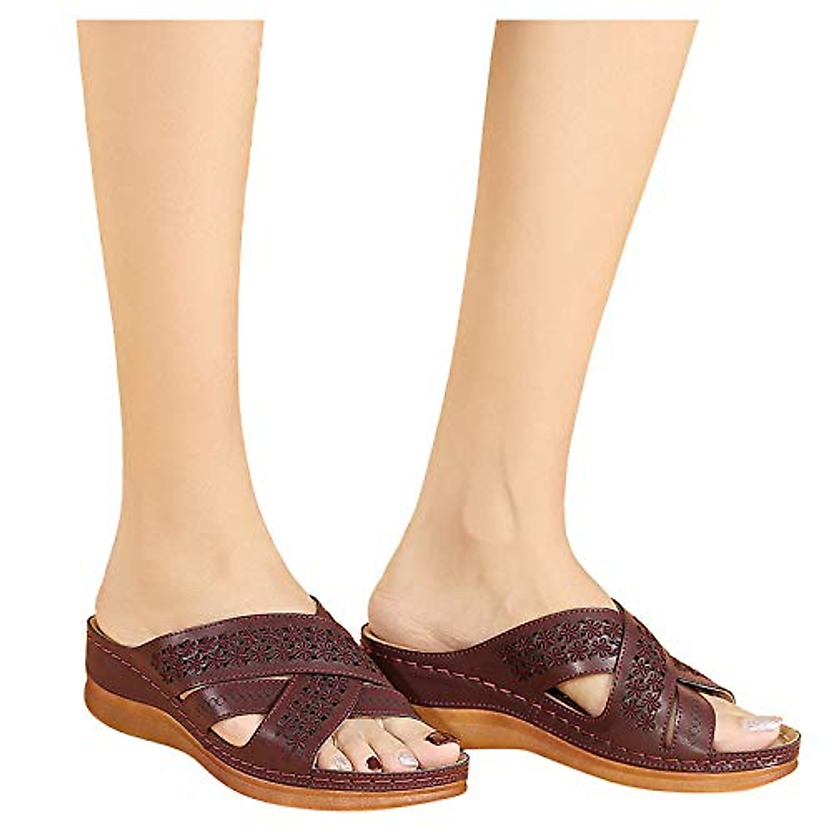 Women's Sandals Outdoor Slippers Anti Slip Beach Casual Open Toe Sandals Vintage Anti-Slip Breathable Light Soft Platform