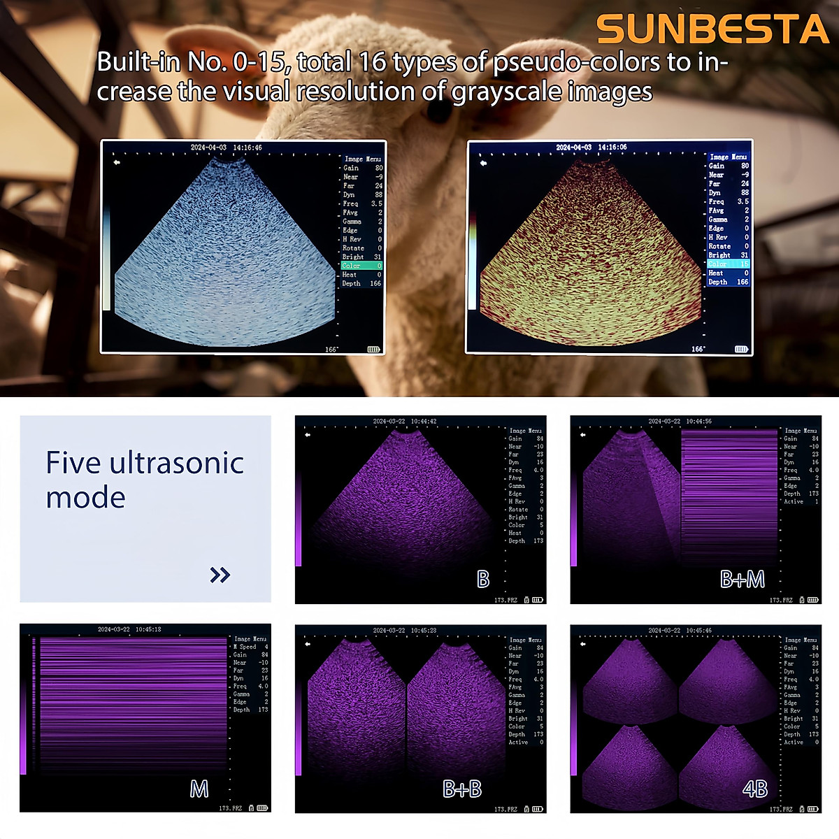 SUNBESTA M10 Veterinary Ultrasound Machine for Pregnancy, at Home Ultrasound with 3.5 MHz Probe for Sheep, Goats, Pigs and Sows pregnancies