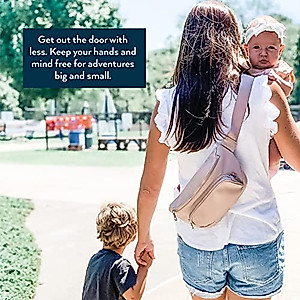 Kibou Vegan Premium Leather Fanny Pack Diaper Bag With Detachable Compact Changing Pad & Baby Wipes Storage - Wear as Belt Bag, on Waist, or Crossbody (Blush)