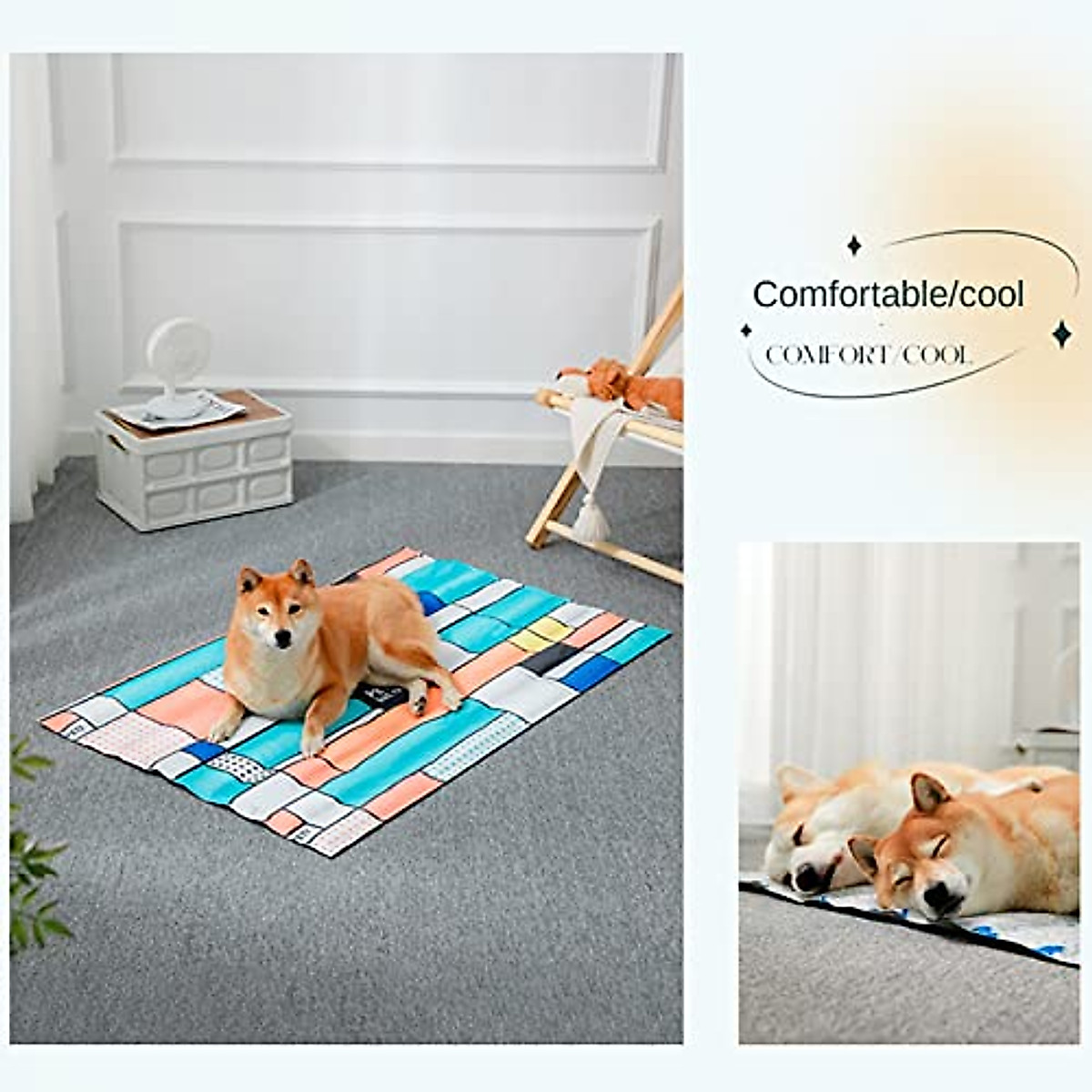 Dog Cooling Mat Pressure Activated Pet Cooling Mat Summer Cooling Pad for Dogs Cats Non-Toxic Self Cooling Gel Mat for Kennels, Floors, Crates and Beds, No Water or Electricity Needed (C,S)