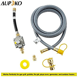 Aupoko 710-0003 Natural Gas Conversion Kit for Grills, 10FT Natural Gas Conversion Kit, Natural Gas Regulator, 1/2" Quick Connect Disconnect Adapter, 3/8" Fitting. Convert Propane to Natural Gas