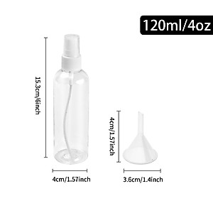 YEUIKERR 36 Pack Plastic Small Spray Bottles 4 oz/120 ml, Fine Mist Clear Empty Plastic Small Travel Spray Bottle, with 10 Funnels and 10 Labels