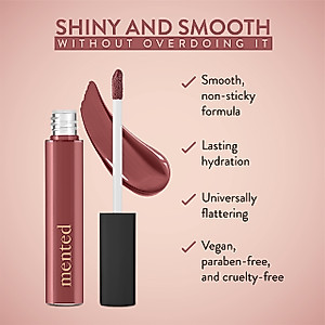 Mented Cosmetics Lip Gloss for Women Tinted Lip Balm Stain, Long Lasting Buildable Moisturizing Lipgloss Lipstick Topper, Made in USA, Cruelty Free Vegan Makeup, Mauve Over