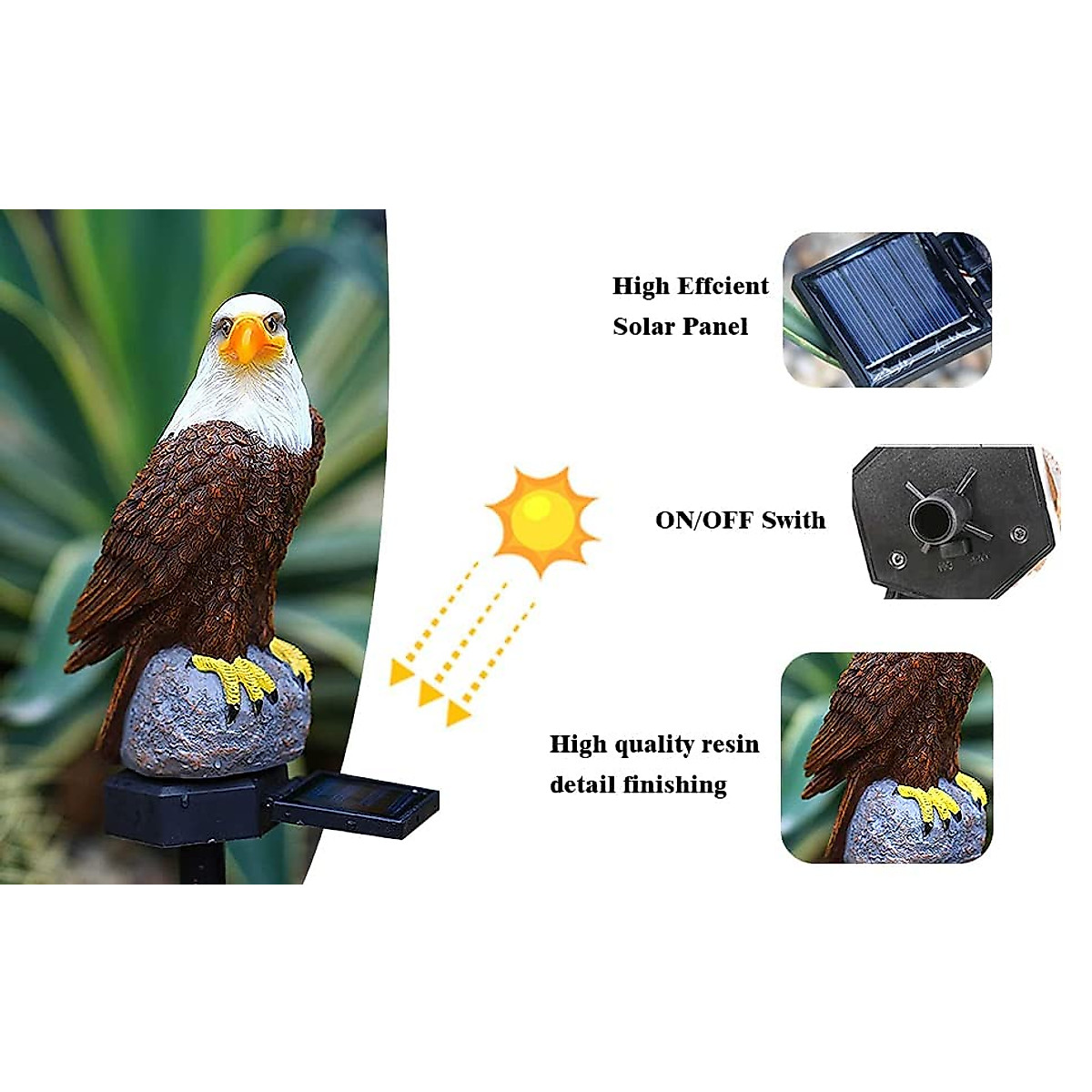 CHUANGFENG Eagle Figurine Garden Solar Stake Light Solar Eagle Lights Outdoor Decorative Bright Light Eagle Statue for Garden, Lawn,Patio,Yard Decoration (2pack