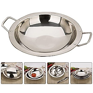 UPKOCH Handles Steel Ramen Handle Pans and Seafood Safe Flying Korean Use Paella Kitchen with Everyday for Double Stainless Stock Household Pot Grill Accessories Outdoor Hot Classic