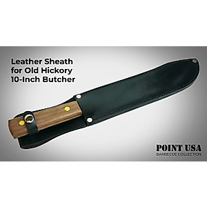 Generic 10 inch Knife Sheath - Made to Fit 10-Inch Old Hickory Butcher Knives OKC Leather with Belt Loop in Color Black (10 Inch)