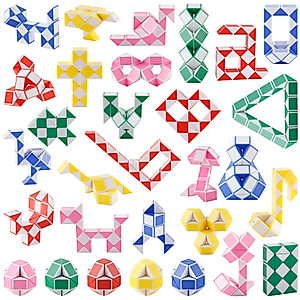 Ganowo 30 Pack Party favor, Medium Fidget Snake Cube Twist Puzzle Toys for Kids Teens Stocking Stuffers Bulk Birthday Party Supplies Goodie Bags Fillers, Random Colors