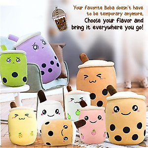 Genchi Boba Plushies Stuffed Bubble Tea Plush Pillows Cute Anime Cartoon Animal Milk Tea Toy Gifts for Baby Kids Children and Adult Birthday (50cm / 19.7in - Large, Strawberry Wink)
