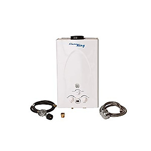 Flame King Portable Tankless Water Heater Propane Gas 10L 2.64 GPM at 68,000 BTU, Outdoor Instant Hot Water Shower for RV, Camping, Farm, Cabins