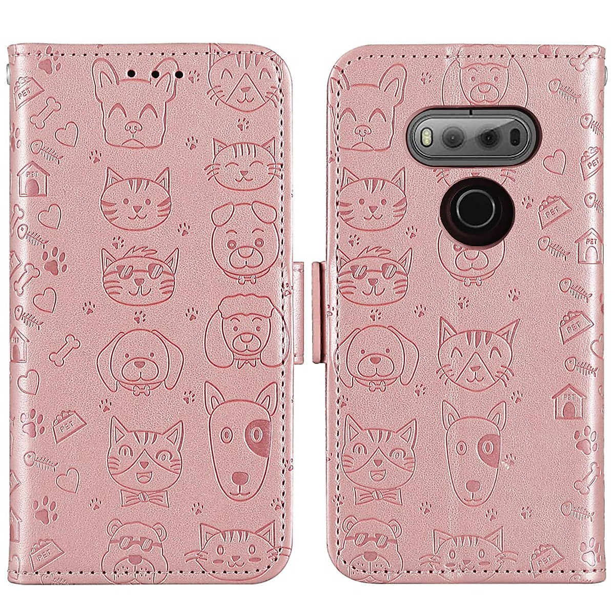 FDCWTSH Compatible with LG V20 Wallet Case Wrist Strap Lanyard Leather Flip Card Holder Stand Cell Accessories Folio Purse Credit ID Slot Magnetic Phone Cover for LGV20 LG20 V 20 Women Men Rose Gold