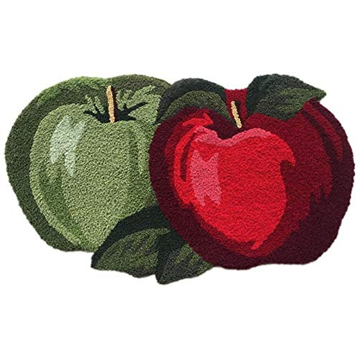TEALP Fruit Area Rug Apple Shape Mat Cute Rugs for Kids, Mats for Bedroom/Living Room/Bathroom/Kitchen, Hand Woven Home Décor Mat, Modern Washable Non-Slip Indoor Rugs 17.7"x 31.5", Red