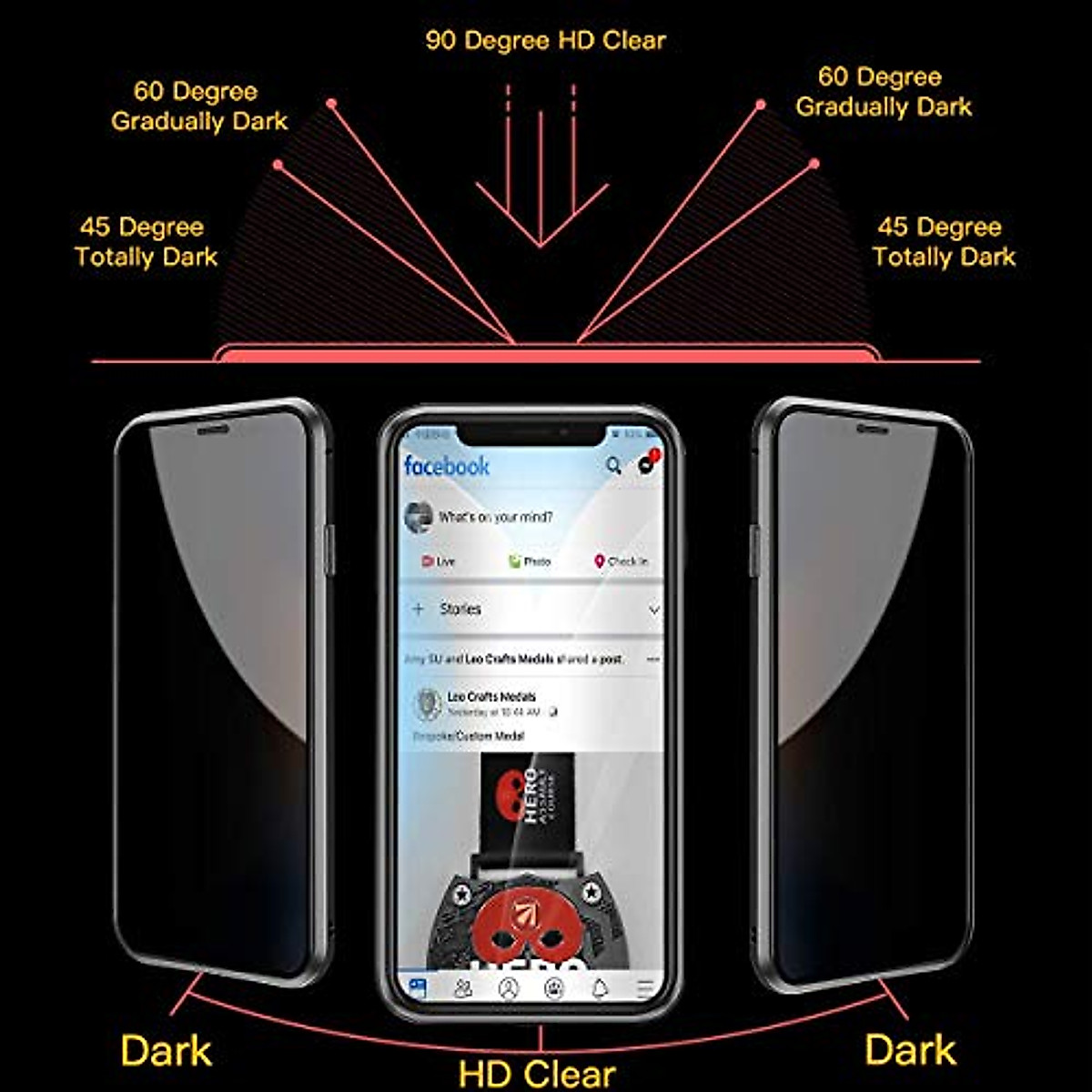 Privacy Magnetic Case for iPhone 11, Anti Peeping Clear Double Sided Tempered Glass [Magnet Absorption Metal Bumper Frame] Thin 360 Full Protective Phone Case for iPhone 11 6.1'' Black