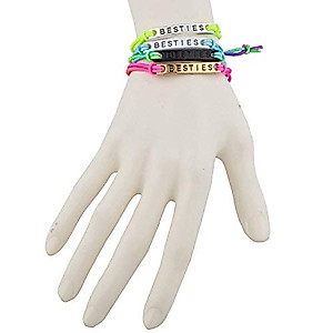 LUX ACCESSORIES Rainbow Corded Besties Best Friends Forever ID Bracelet Set (4pc)