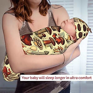 Belinyo 2 Pack Mushroom Newborn Baby Swaddle Infant Sleeping Bag with Beanie Hat for Baby Stuff Photography, One Size