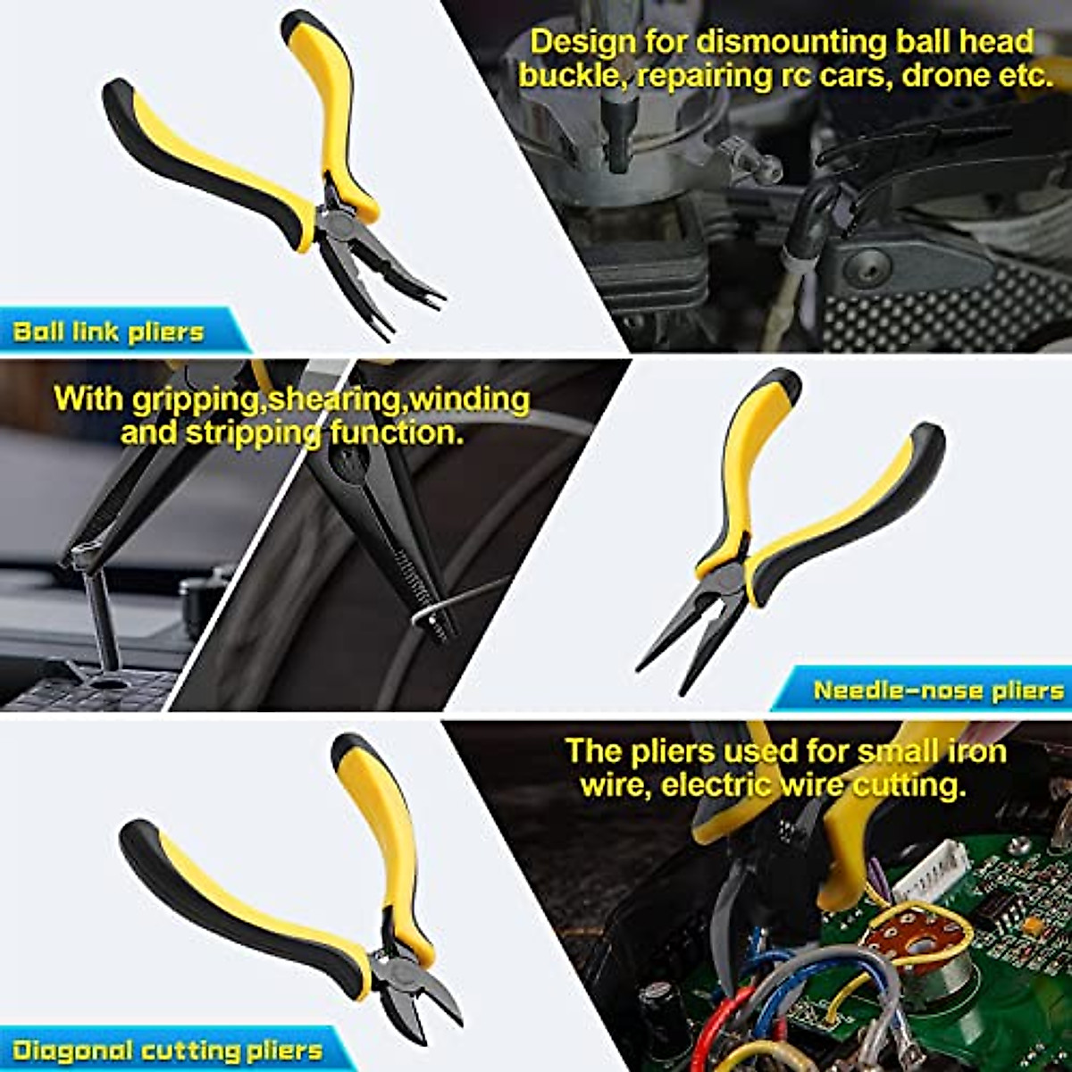 12Pcs RC Car Tools Kits Screwdriver Set (Hex, Phillips, Flat) Pliers Socket Wrench Hobby Tools Kits for Traxxas Arrma RC Car Drone Airplane Helicopter Vehicle Multirotors Models Repair Tool (Blue)