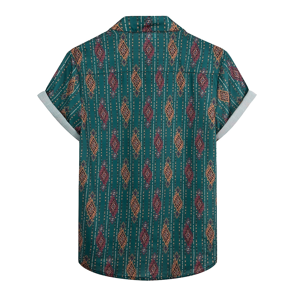 CONGJI Mens Casual Button Down Shirts Hawaiian Shirts Short Sleeve Button Down Beach Shirts (Green, L)