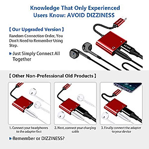 AGVEE 2-in-1 USB-C to 3.5mm Microphone Headphone Adapter, Type-C Mic AUX Earbud Splitter, USBC Audio Earphone Converter, PD 27W Charger Dongle for Samsung S21 S20 Note 20/10, iPad Pro, Pixel, Red