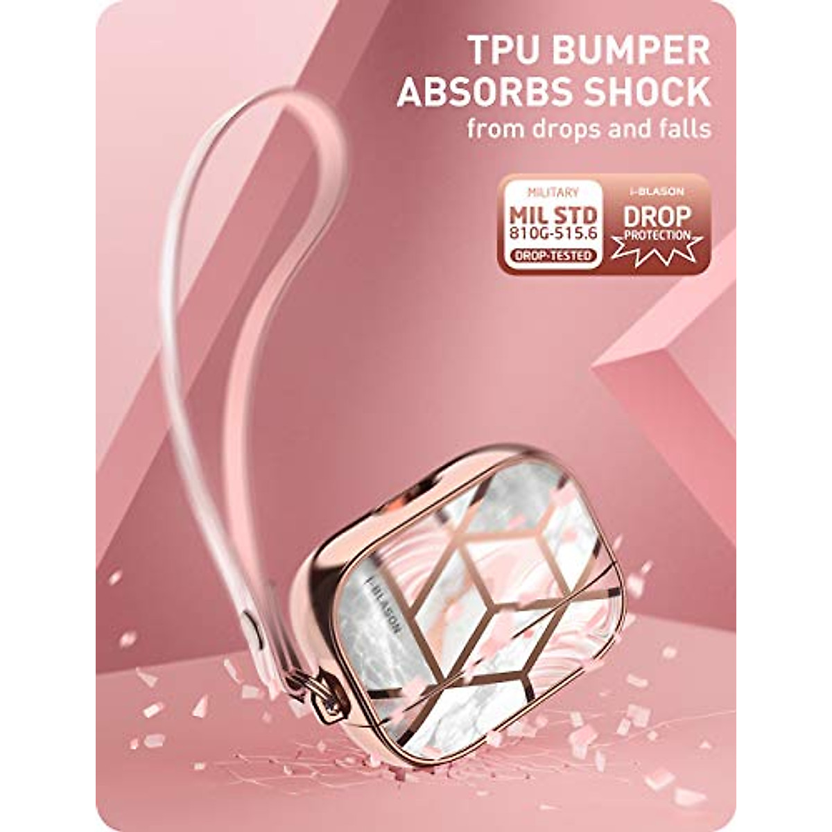 i-Blason Cosmo Series Case Designed for Airpods Pro, 360° Protective Stylish AirPods Pro Case Cover Compatible with Apple AirPods Pro (2019) - Marble