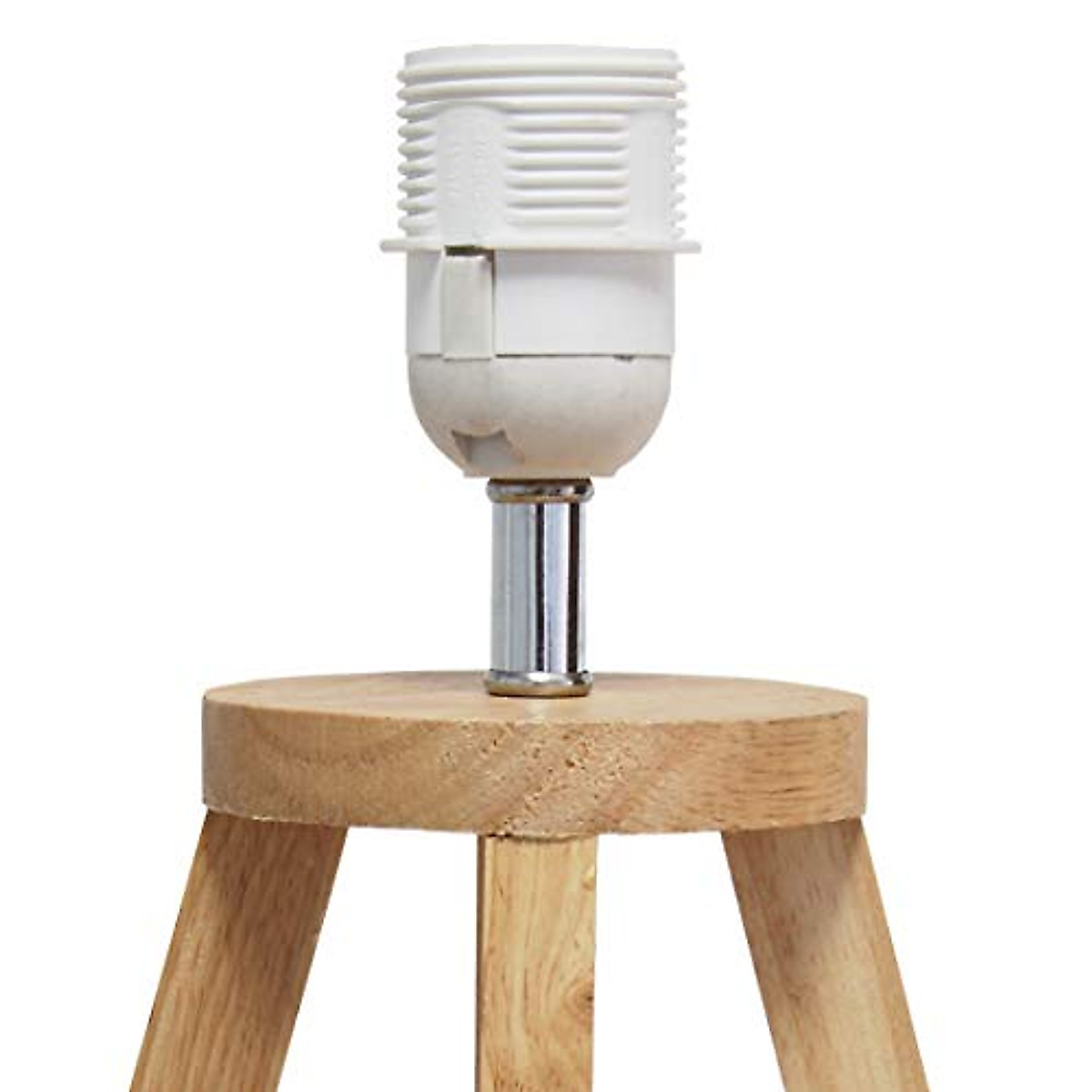 Simple Designs LT1069-NWH Interlocked Triangular Wood Fabric Shade Table Lamp, Natural/White 9.88 x 9.88 x 19.13