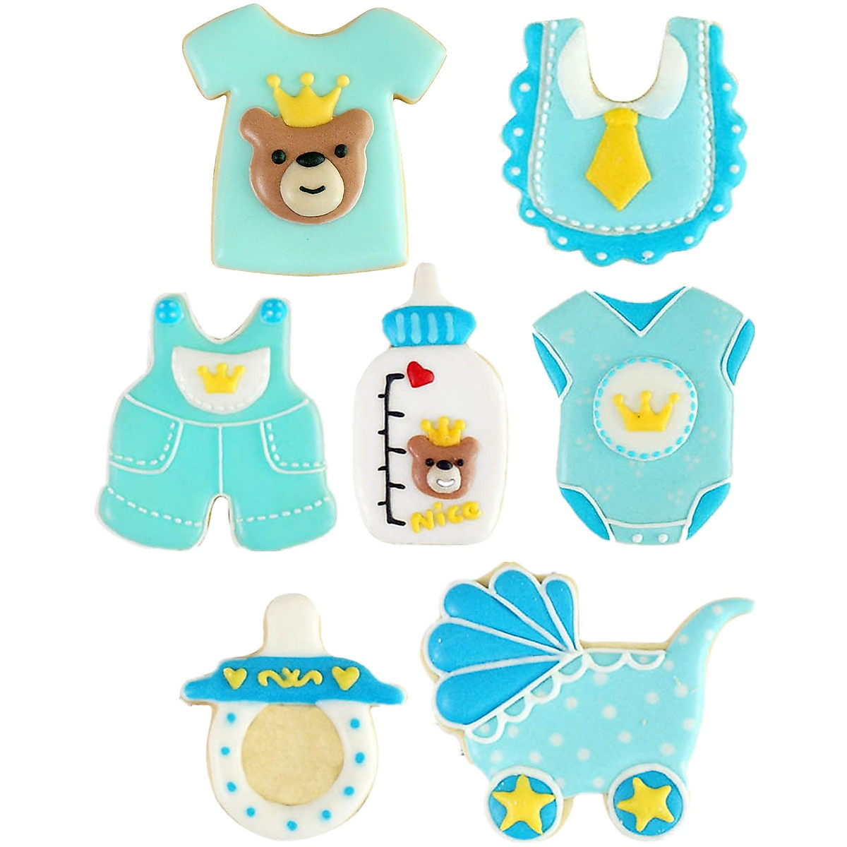  Baby Shower Series Cookie Cutters Set of 7 pcs, Stainless Steel Fondant Cutter Molds Baking DIY