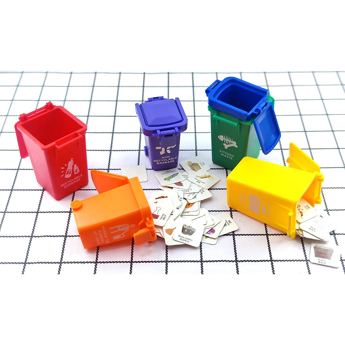 Nuanmu Trash Can Toy Kids Push Toy Vehicles Garbage Can 2 Style of 6 Colors