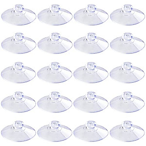 Pawfly 20 Pcs Suction Cups 1.8 Inch Clear Plastic Suction Pads for Home Organization and Decoration Strong Adhesive Sucker Holders for Kitchen Bathroom Window and Glass Door