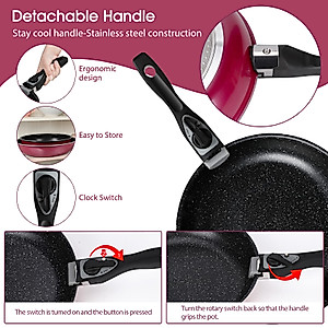 ZNM Nonstick Frying Pan Set, 10.2" & 11.6" Non Stick Frying Pans Omelette Skillet with Removable Handle, Aluminum Fry Pan Set Induction, Oven & Dishwasher Safe, Black