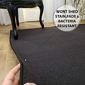 Rubber Backed Runner Rug, 22 x 60 inch, Solid Black, Non Slip, Kitchen Rugs and Mats