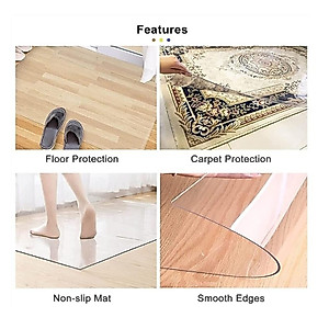 Clear PVC Desk Chair Mat 1.5mm with Non-Slip for Hard Floors Transparent PVC Mats Rectangle Floor Protector Mat, Area Rug Large Clear Vinyl Runner Rug for Hard Wood/Tile Floor,85-165cm wide for Office