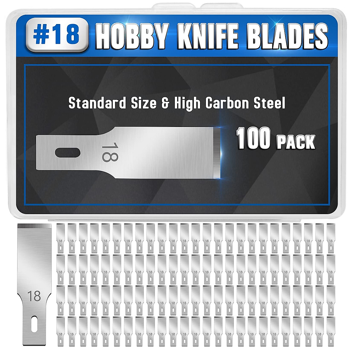 DIYSELF 100 Pack Exacto Knife Blade Refills - #18 Hobby & Craft Knife Blades, High Carbon Steel for Scrapbooking & Stencil