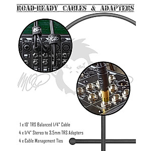 Mackie HM-4 4-Way Headphone Amplifier Bundle with Mophead 10-Foot TRS Cable, 4X 1/4" to 3.5mm Adapter, 4X Cable Ties and Microfiber Cloth