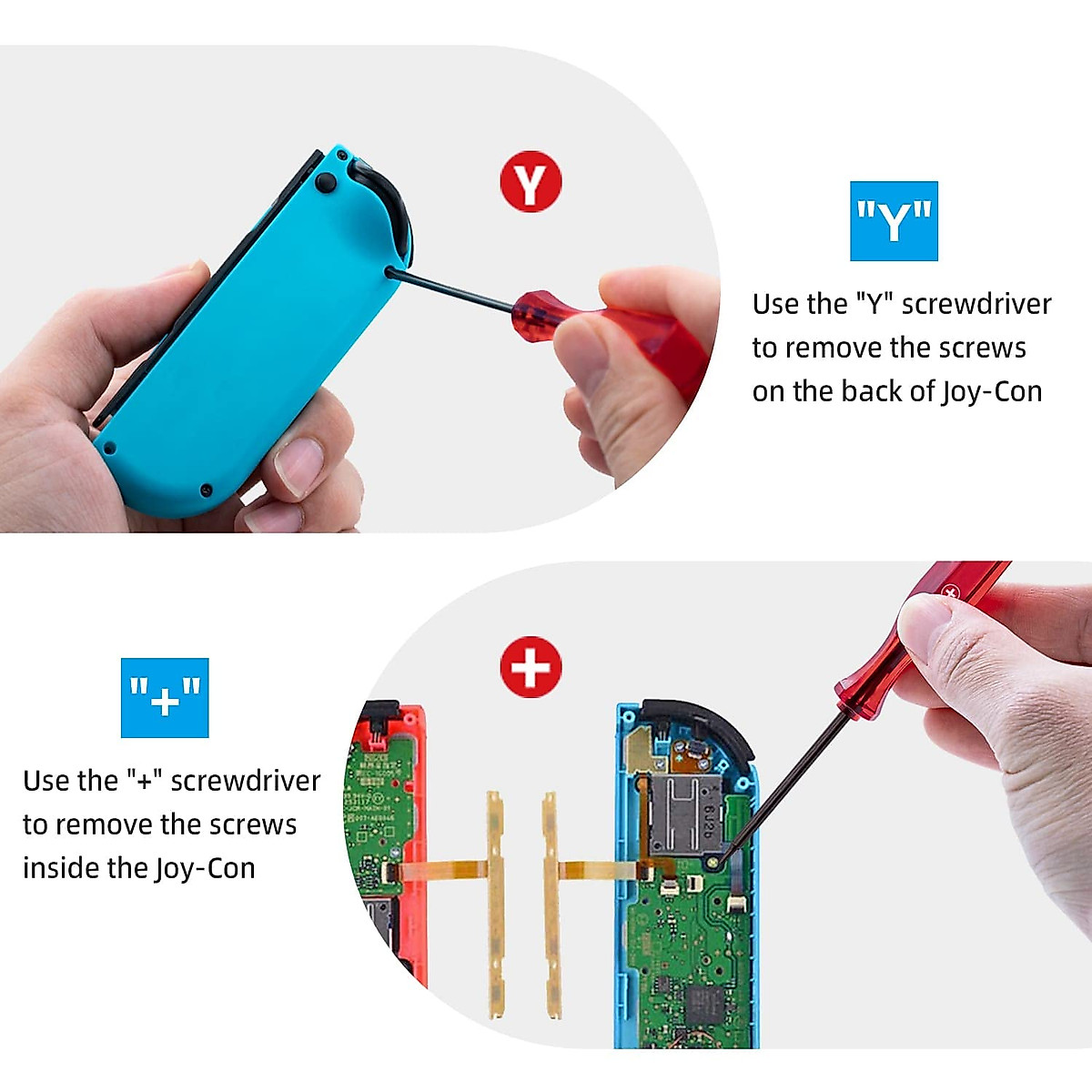 Wigearss SL SR Left Right Button Key Flex Cable Replacement with Y-Screwdriver & +-Screwdriver for NS Switch/Switch OLED Joy-Con Controller