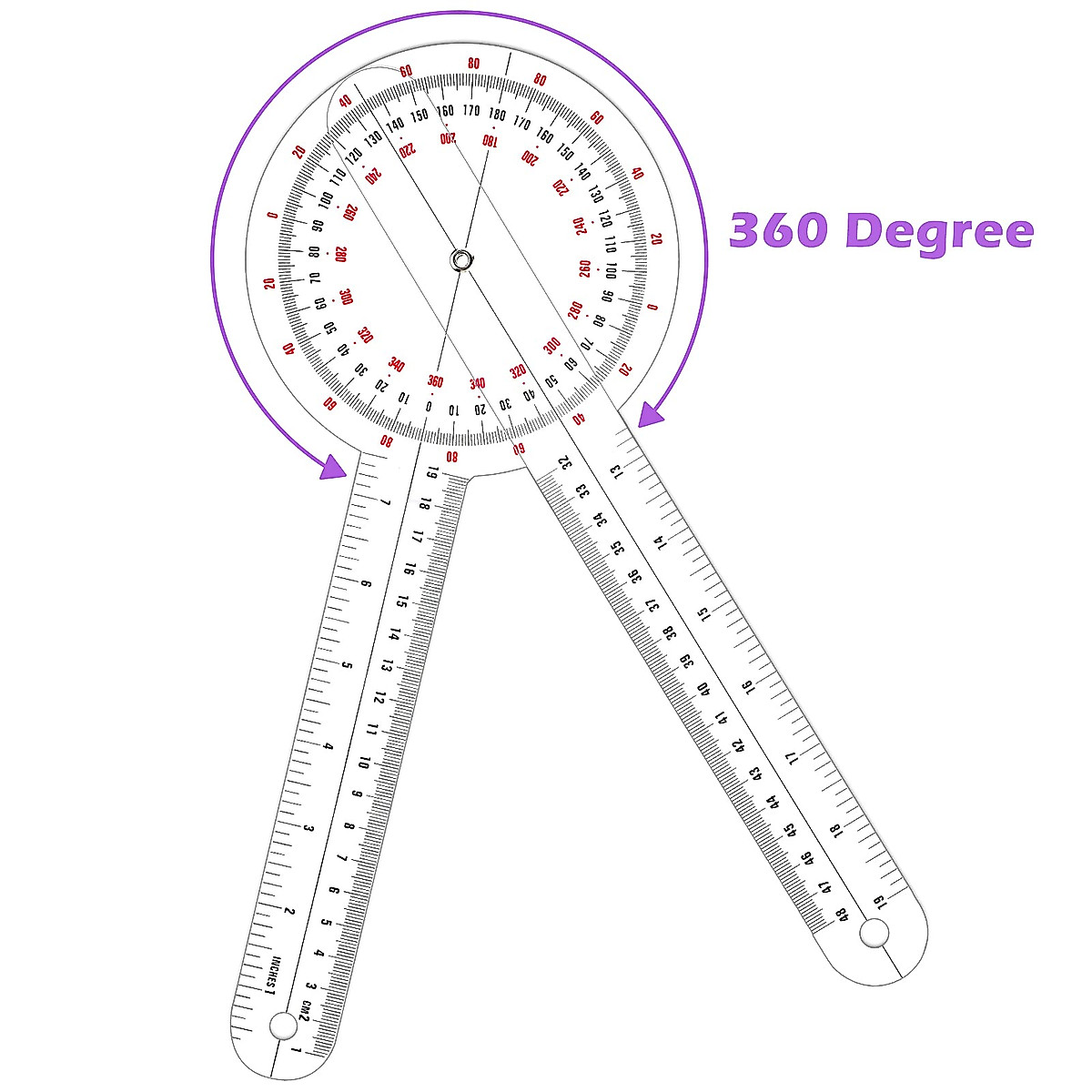12 Inch Goniometer Transparent Orthopedic Angle Ruler Plastic Goniometer 360 Degree for Body Measuring Tape Goniometer Protractor Ruler (1)