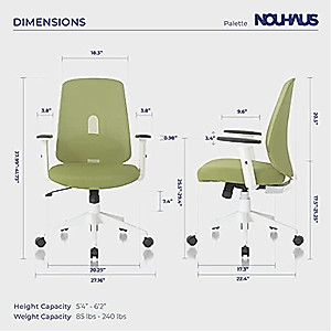 Nouhaus Palette Ergonomic Office Chair Comfortable Swivel Computer Desk Chair, Lumbar Adjust Rolling Chair. (Green)