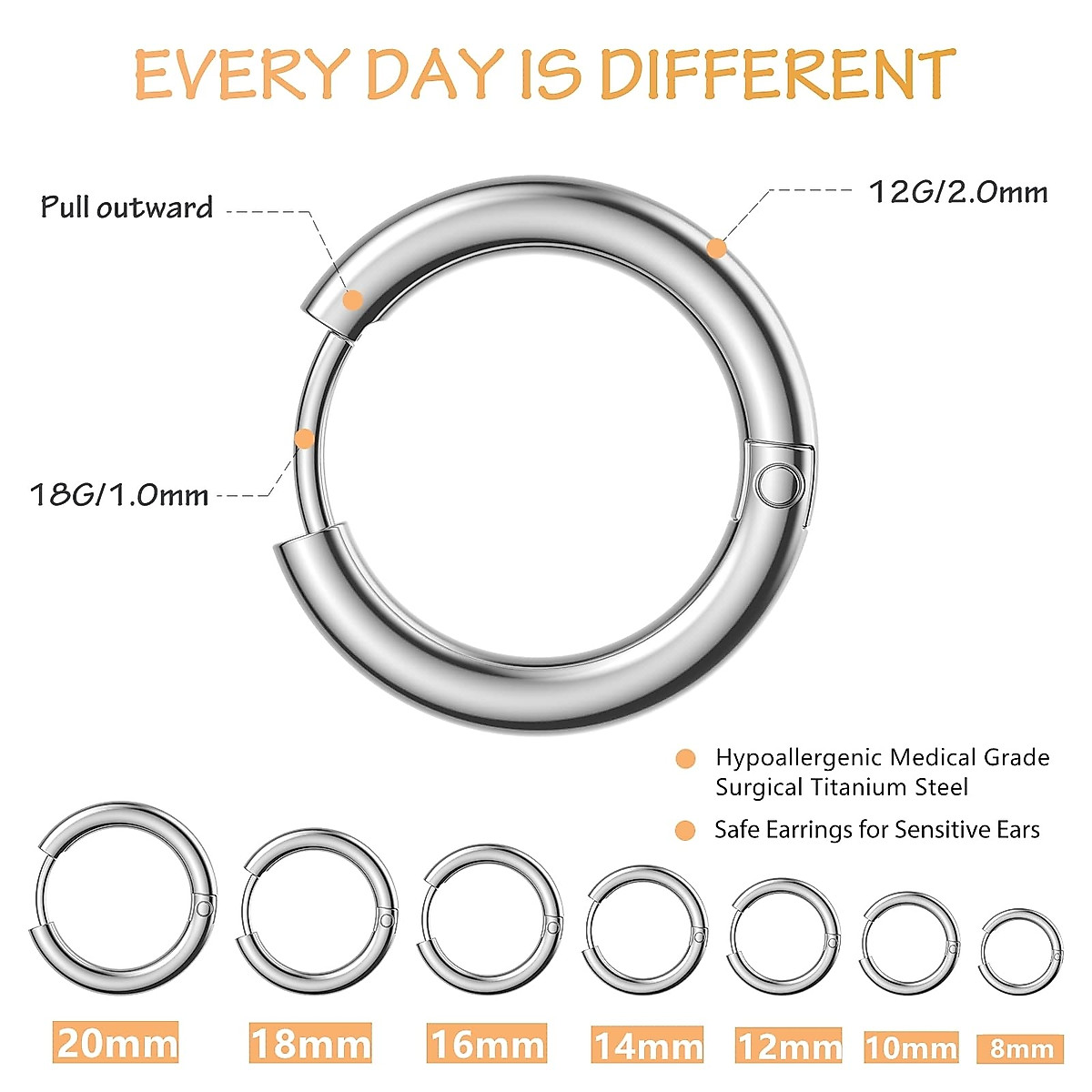 JICHENGEM 7Pairs Hypoallergenic Silver Gold Black Stud Earrings Set, Titanium Stainless Steel, 2-8mm CZ Cartilage Stud Earrings Jewelry for Women Men