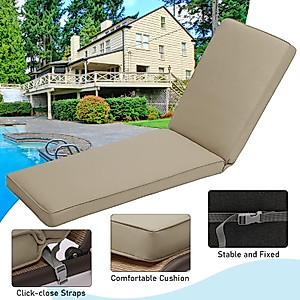 BPS Outdoor Lounger Cushion 72''L x 22''W x 3.5”H Patio Furniture Chair Seat Cushion Olifen Fabric Slipcover Sponge Foam - Set of 2