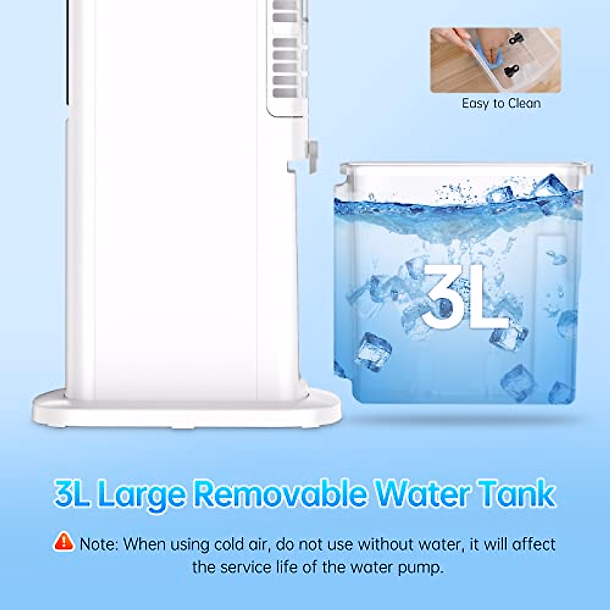 Portable Air Conditioners, Evaporative Air Cooler & Air Conditioner for Room w/3 Speeds & Cooling Mode, 52° Oscillation, 12H Timer, Remote, Portable AC Swamp Cooler for Room Home Office
