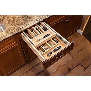 Century Components DTIER14PF-FF Wood Silverware Tray Cabinet Drawer Organizer - Double Tier 14-7/8"