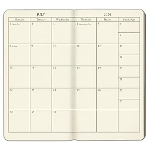 2024 Gallery Leather Pocket Monthly Planner - Acadia Black - 6x3.25"
