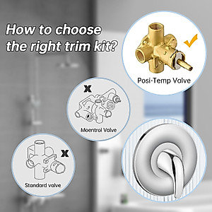 Shower Trim Kit Replacement for Moen Gibson Chrome Posi-Temp Pressure-Balancing Modern Valve Handle Only Trim, Valve Required