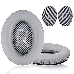 Replacement Ear Pads for Bose Quiet Comfort 35, Ear Pads Cushions Compatible with Bose QC 35/35 II Headphones Made of Premium Protein Leather Memory Foam (Light Grey)