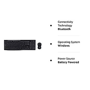 Logitech K270 Wireless Keyboard and M185 Wireless Mouse Combo — Keyboard and Mouse Included, Long Battery Life (Black with Mouse)